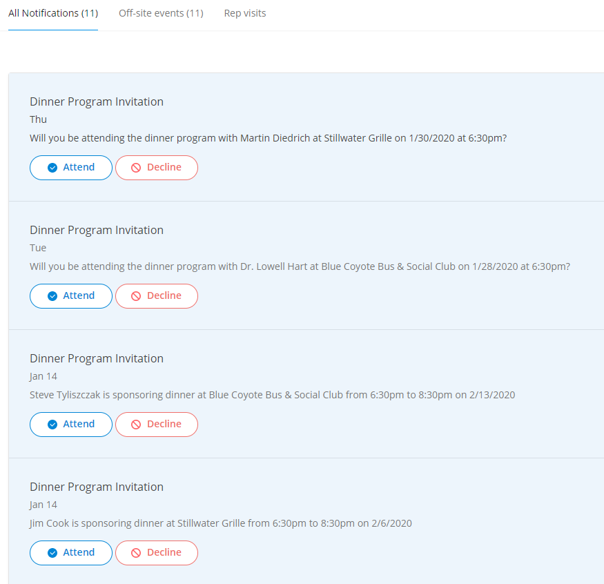 RSVP'ing to Off-site Events