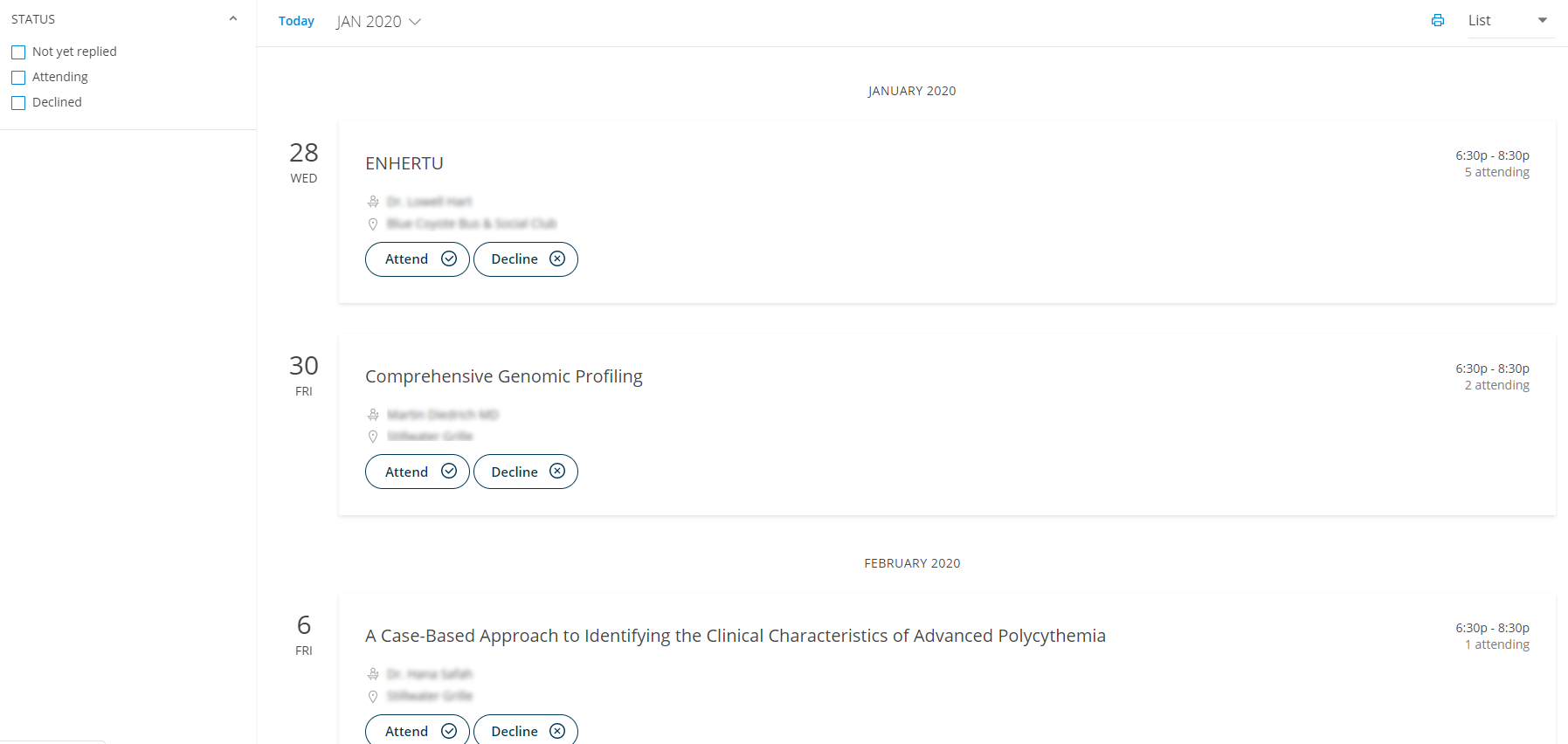 RSVP'ing to Off-site Events