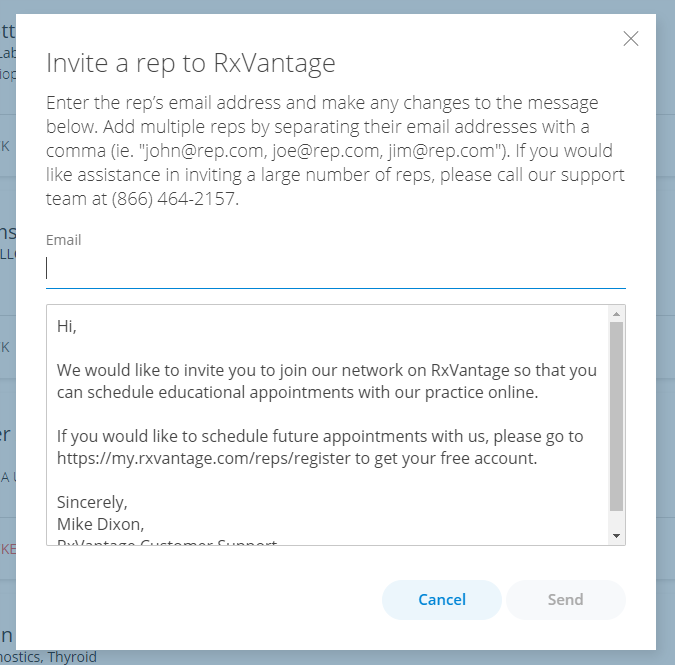 How do I invite a Rep to RxVantage?